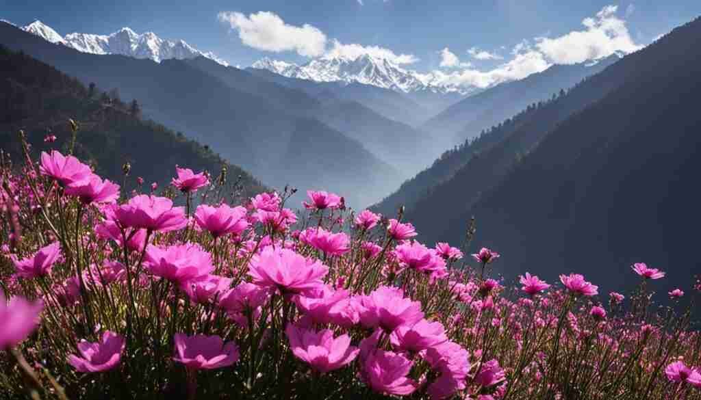Pink Flowers in Bhutan