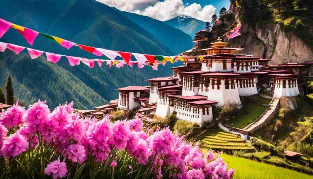 Pink Flowers in Bhutan