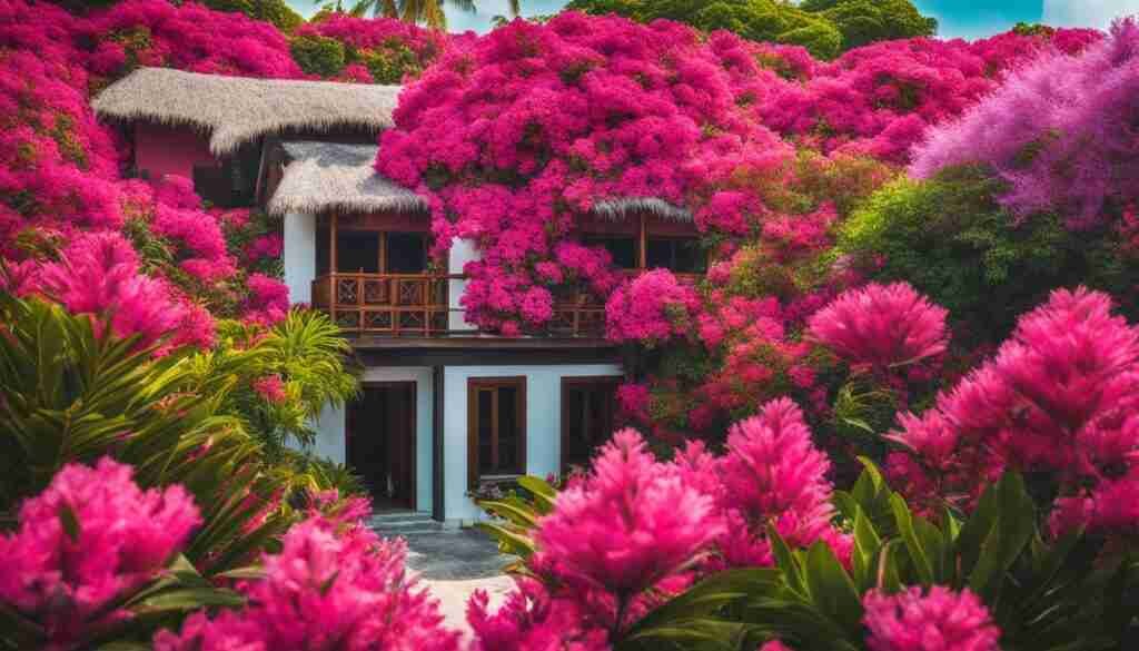Pink Flowers in Maldives