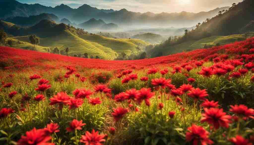 Red Flowers in Myanmar