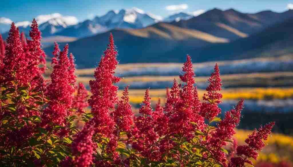 Red Flowers in Mongolia