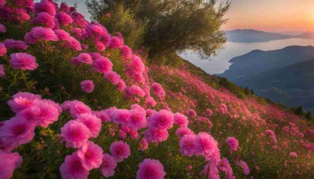 Pink Flowers in Greece