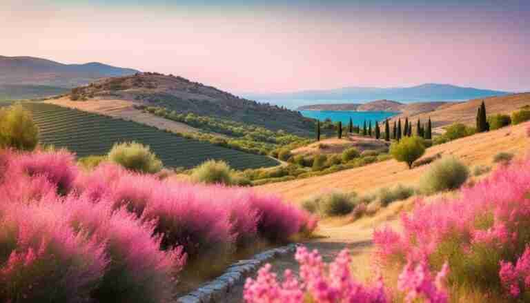 Pink Flowers in Greece